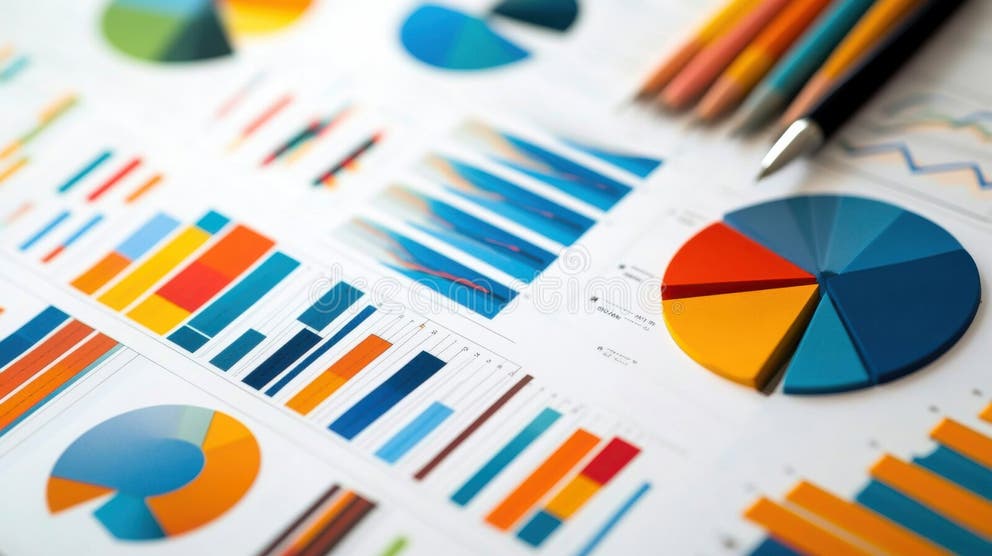 Colorful Data Charts and Graphs Analysis. AI Generated Stock ...