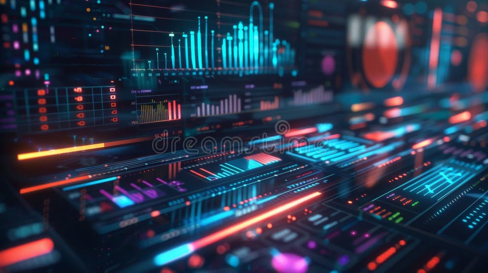 Colorful Data Charts and Graphs on a Digital Interface in a Modern ...