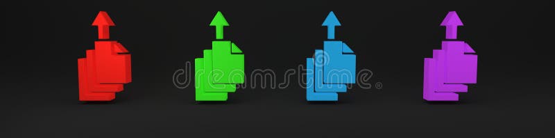 Colorful Data Export Icon Isolated on Black Background. Minimalism ...