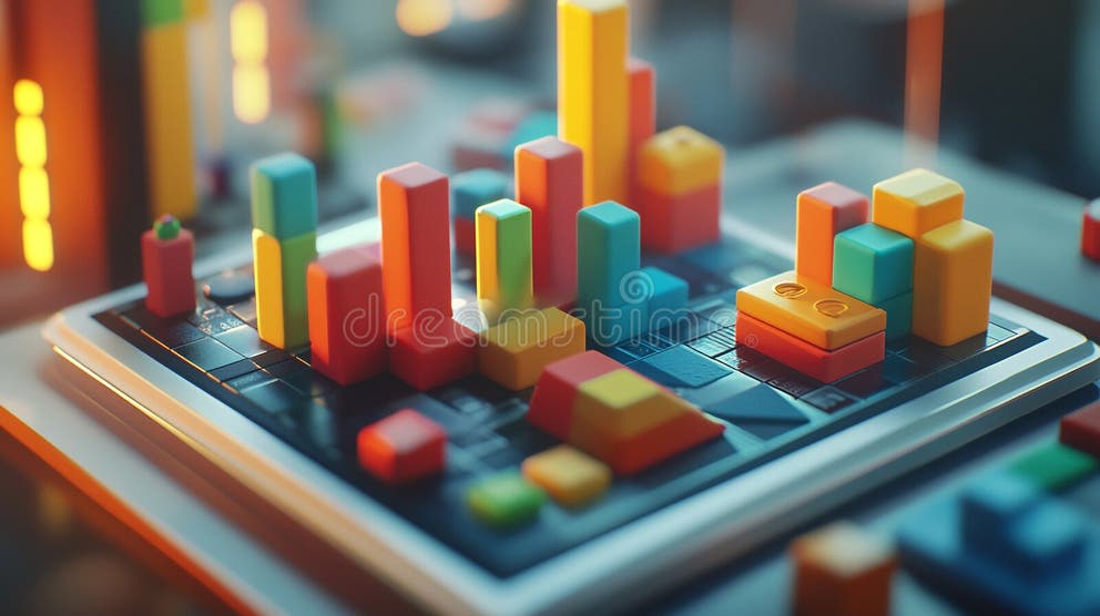 Colorful Data Infographic with Blocks and Icons Stock Illustration ...