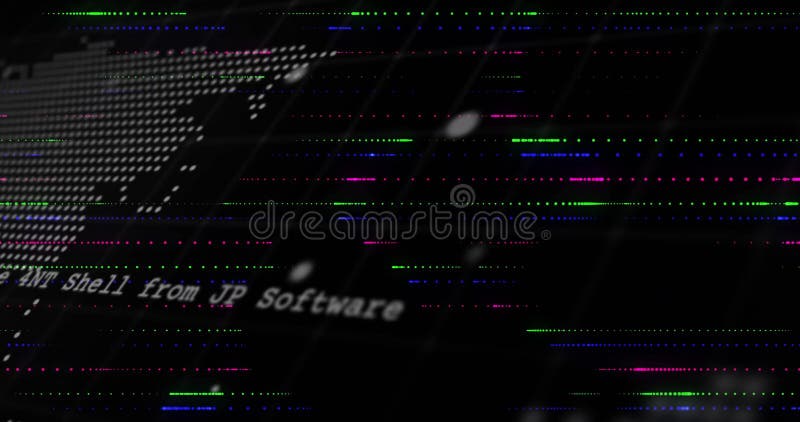 Colorful Data Lines and Text Animation Over Dark Grid Background Stock ...