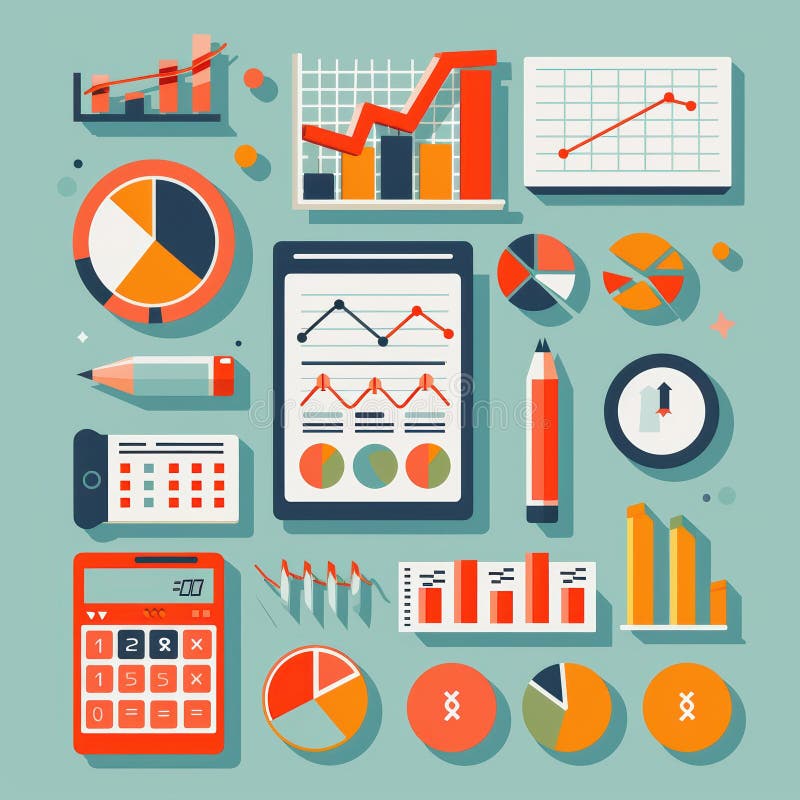 Colorful Data Visualization and Analysis Tools for Business Insights Stock Illustration ...