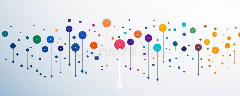 Colorful Data Visualization with Arrows and Circles on a White ...