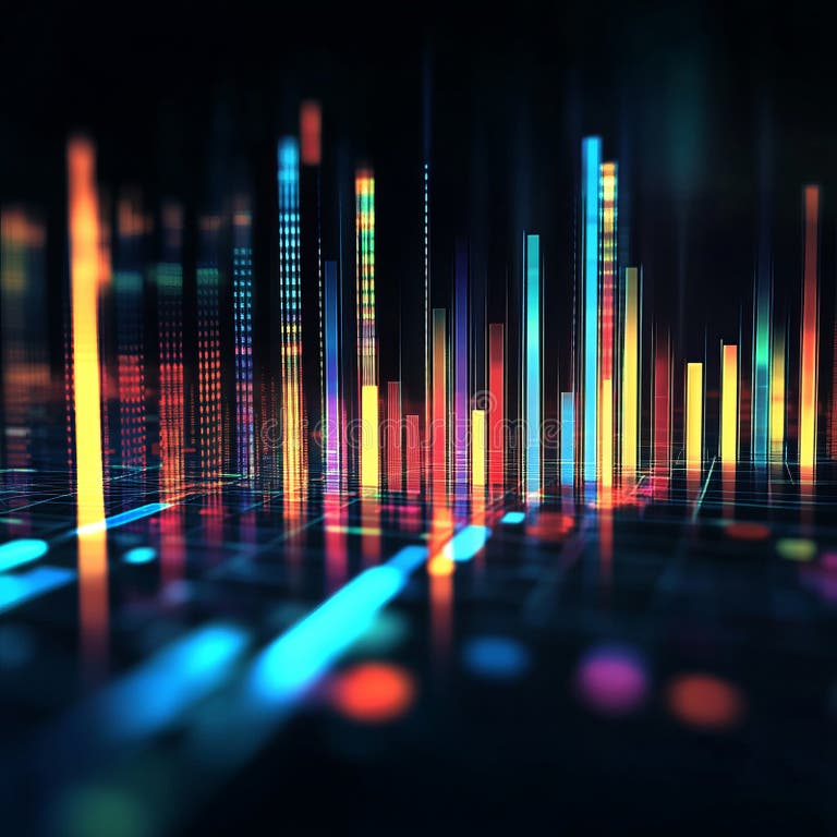 Colorful Data Visualization with Digital Bars Illuminating ...