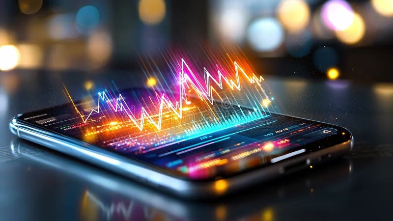 Colorful Data Visualization Displayed on a Smartphone in a Modern ...