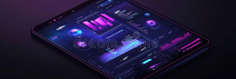 Colorful Data Visualization Displayed on a Tablet with Graphs and ...