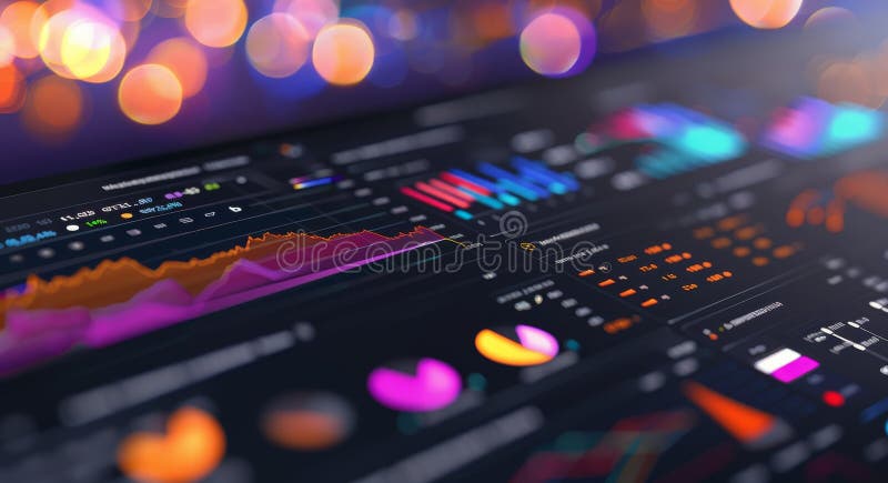 Colorful Data Visualization Displaying Trends and Insights at Night ...