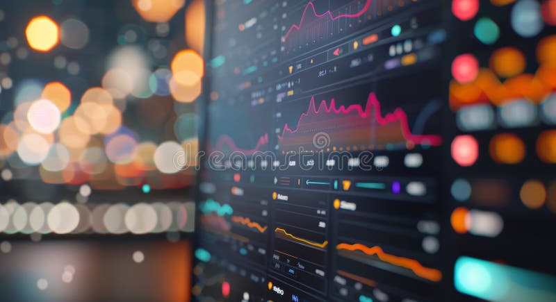 Colorful Data Visualization Displaying Trends and Insights at Night ...
