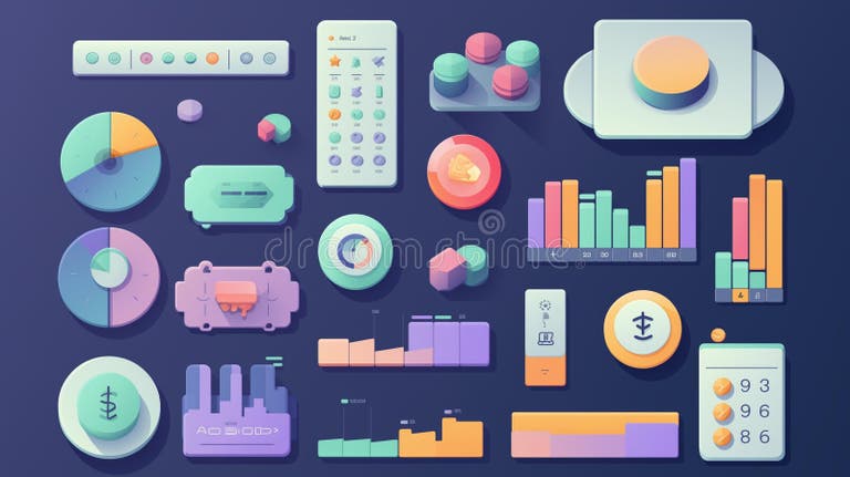Colorful Data Visualization Elements Arranged in a Creative Layout for ...