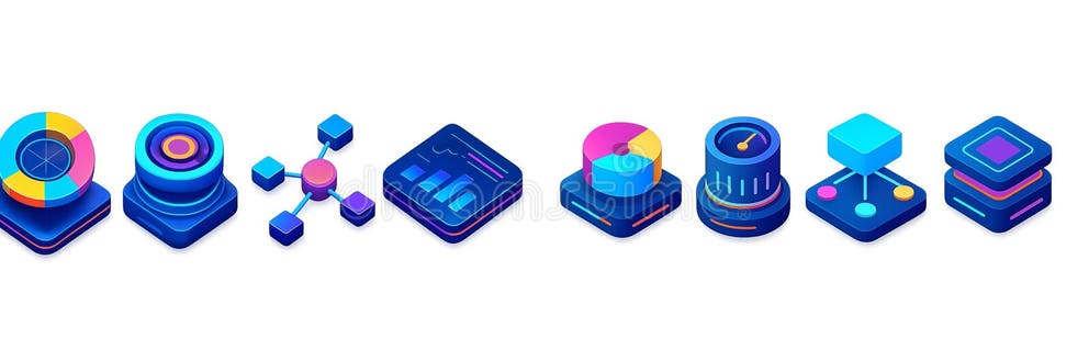 Colorful Data Visualization Icons Representing Analytics and Technology ...