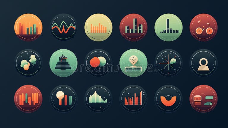 Colorful Data Visualization Icons Showcase Various Chart Types for ...