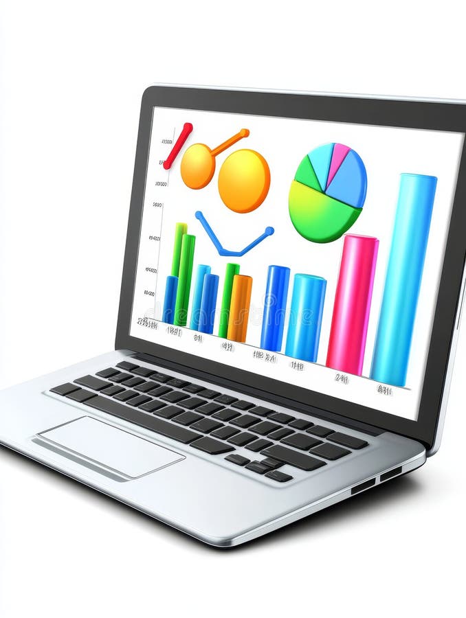 Colorful Data Visualization on Laptop Screen a Laptop Displays Vibrant ...