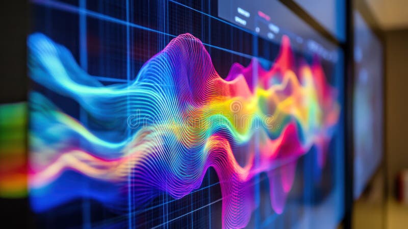 Colorful Sound Wave on a Screen Display Stock Illustration ...
