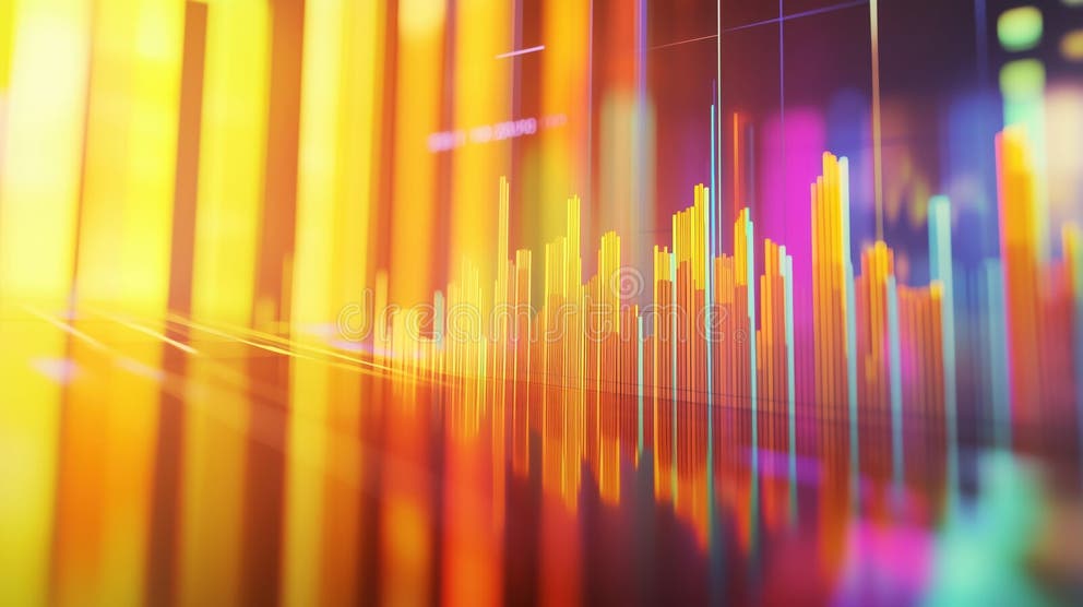 Colorful Data Visualization with Vibrant Bars and Glowing Effects Stock ...