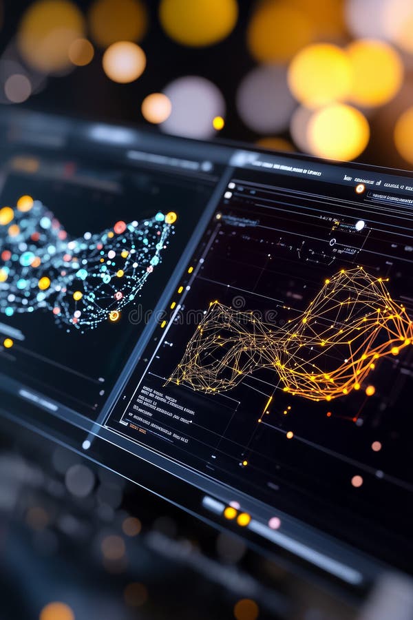 Colorful Data Visualizations on Screens Illustrate Complex Analytics in ...