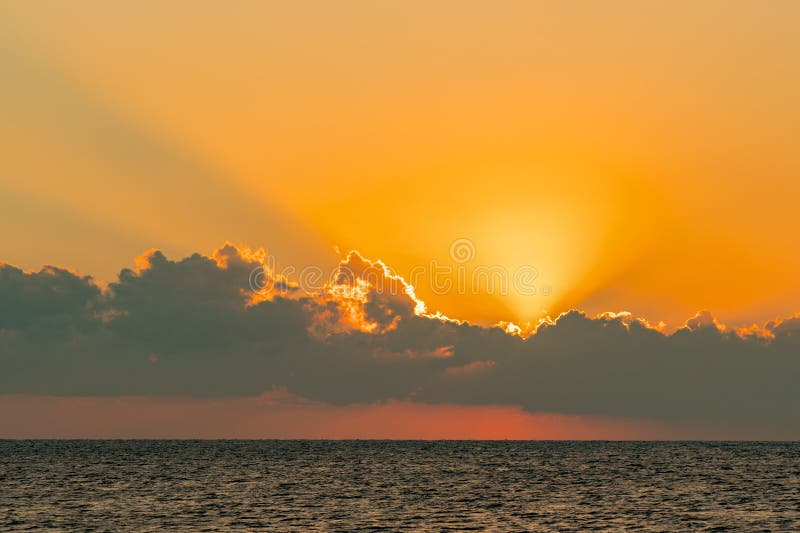 Colorful Dawn Over the Sea, Sunset. Beautiful Magic Sunset Over the Sea ...