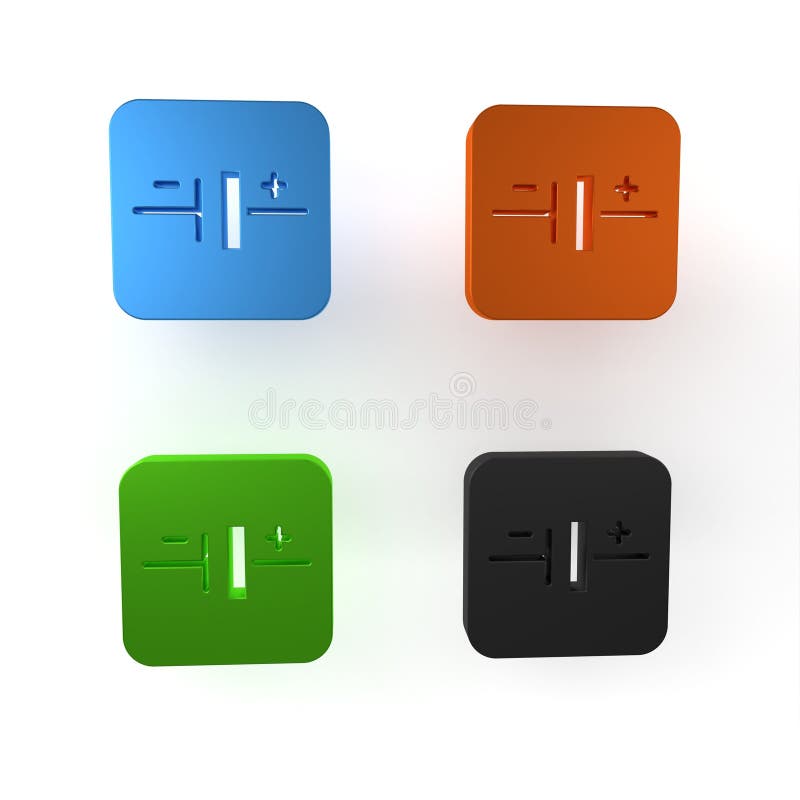 Colorful DC Voltage Source Icon Isolated on White Background ...