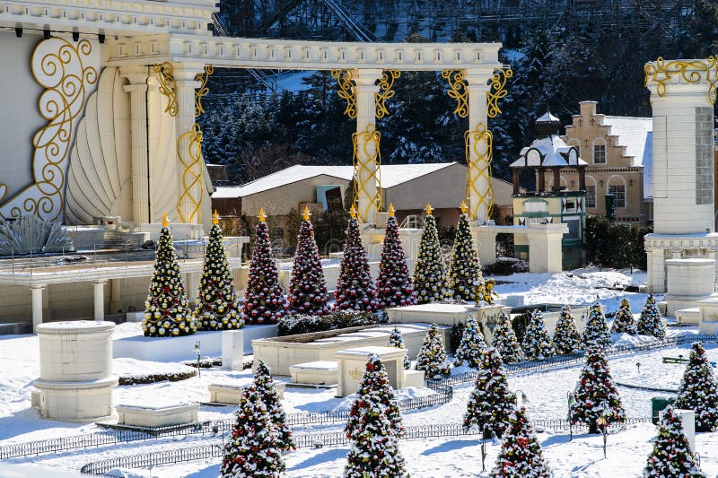 Chrismas Tree in the Theme Park Stock Image - Image of stage, white ...