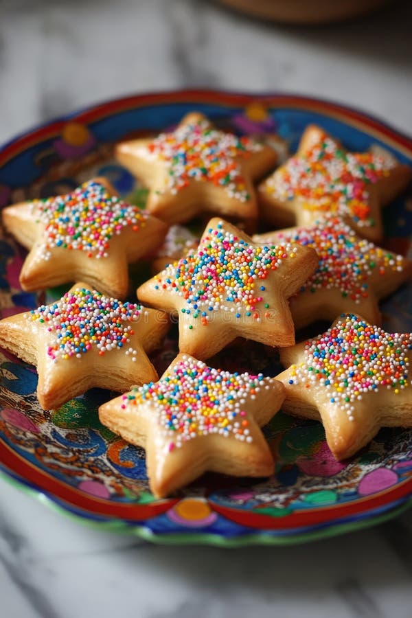 Colorful Decorated Cookie Stars Stock Image - Image of baked, food ...