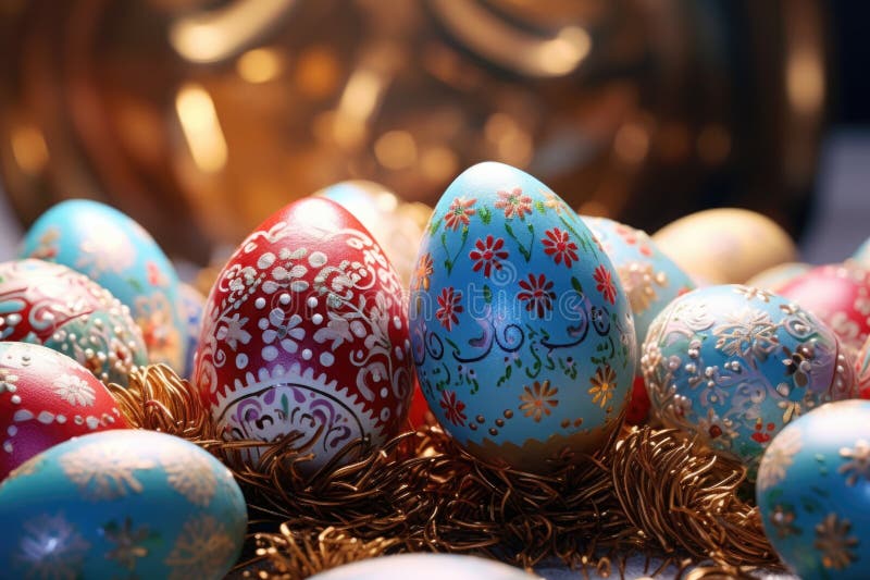 Colorful Decorated Eggs Up Close, Perfect for Easter Projects Stock ...