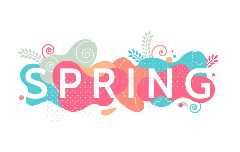 Colorful Decorative Banner, Element with Inscription Spring Stock ...