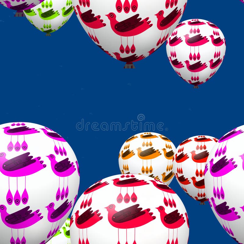 Colorful Decorative Birds on Party Balloons Seamless Pattern Stock ...
