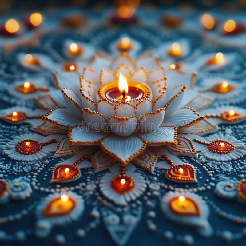 Colorful Decorative Diya with Rangoli Pattern for Diwali Celebration ...