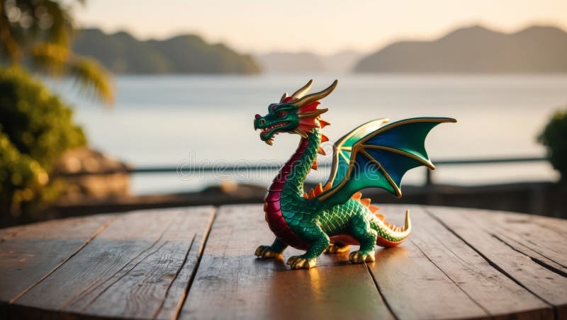 Colorful Decorative Dragon Figurine on Table by Scenic Bay Stock Photo ...