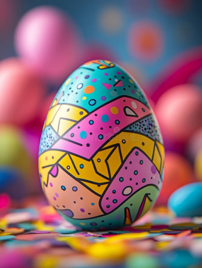 Colorful Decorative Easter Egg with Patterns. Stock Image - Image of ...