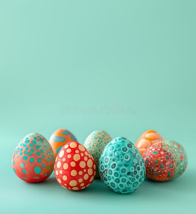Colorful Decorative Easter Eggs with Unique Patterns on Pastel ...