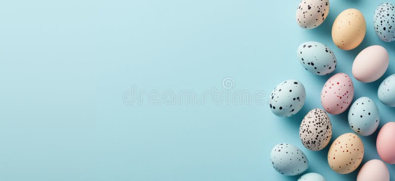 Colorful Decorative Eggs on Blue Background, Various Patterns and ...