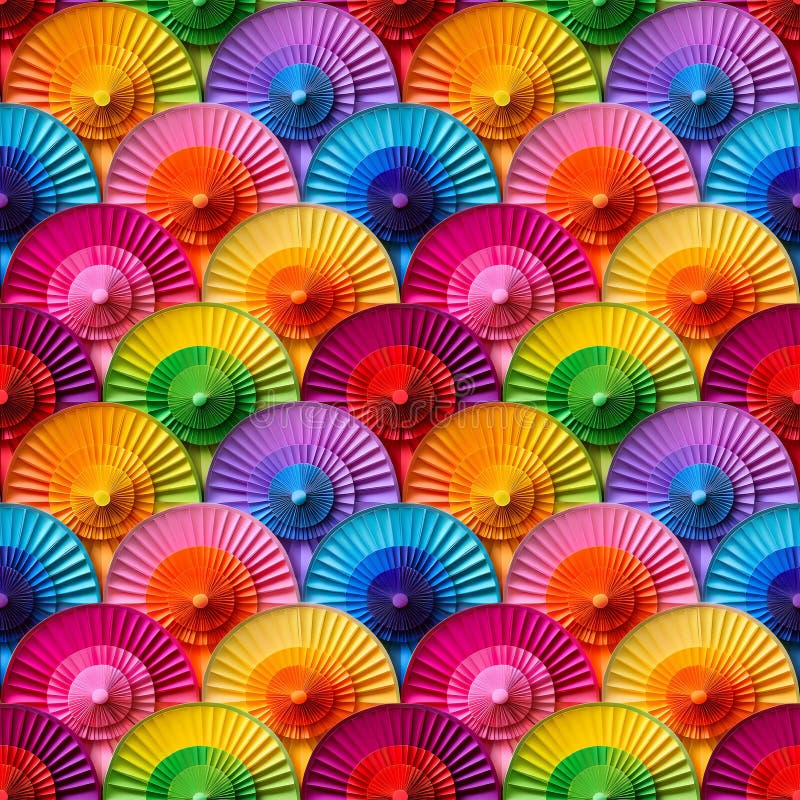 Colorful Decorative Fans Arranged in Vibrant Patterns for Festivities ...