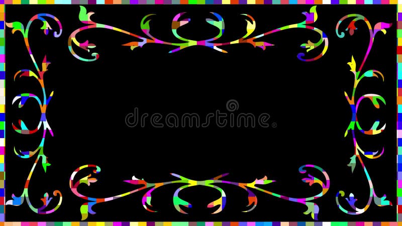 Colorful Decorative Frame Motion Graphics with Plain Black Background Stock Video - Video of ...