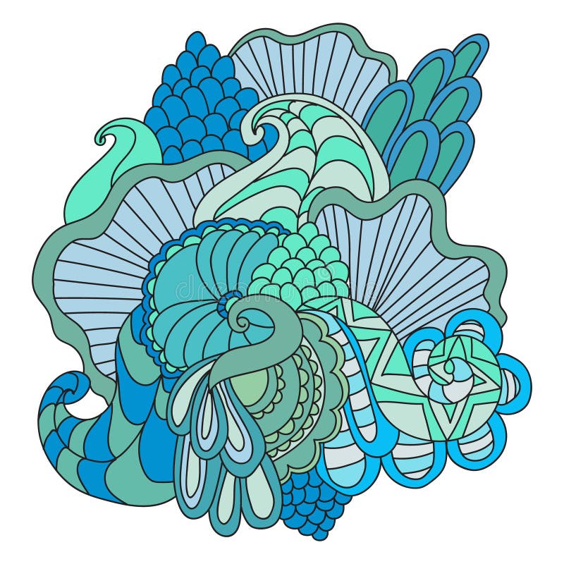 Colorful Decorative Hand Drawn Doodle Nature Ornamental Curl Vector ...