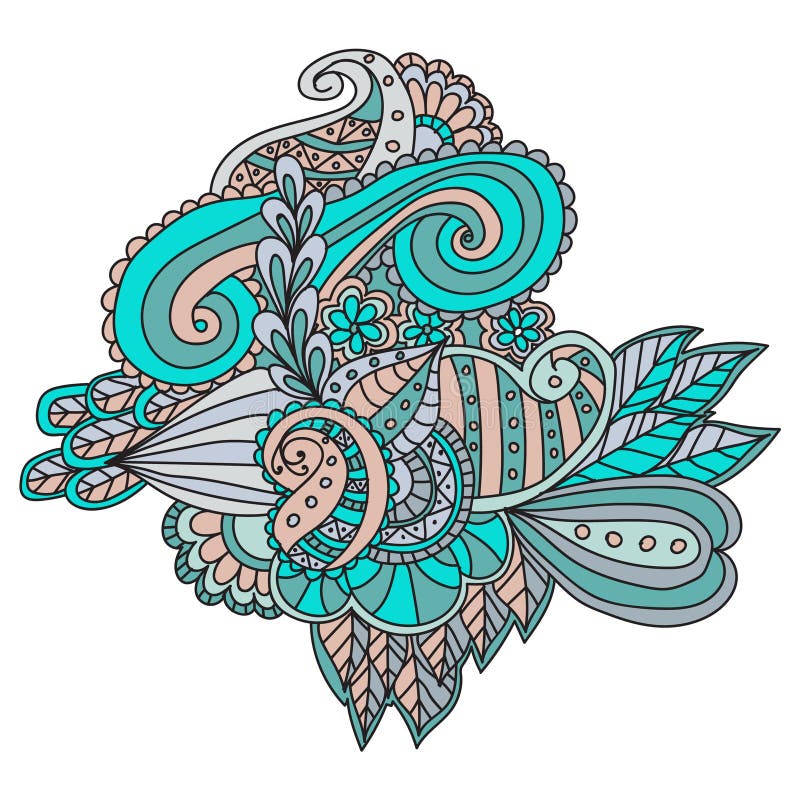 Colorful Decorative Hand Drawn Doodle Nature Ornamental Curl Vector ...