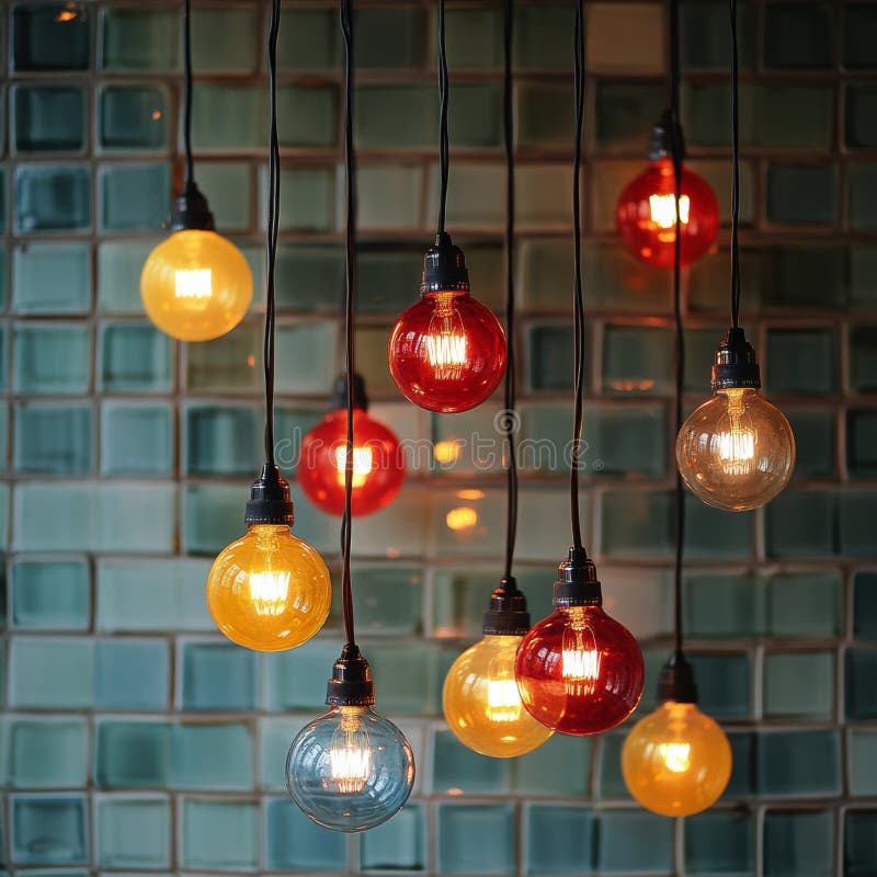 Colorful Decorative Light Bulbs Hanging in a Stylish Arrangement ...