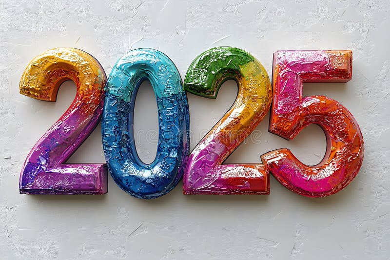 Colorful Decorative Numbers 2025 Displayed on a Textured Wall ...