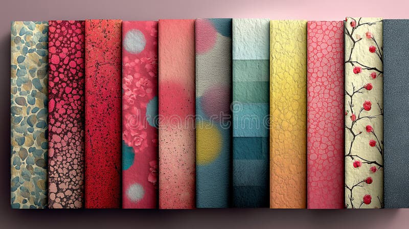 Colorful Decorative Panels Displayed in a Row with Various Patterns ...