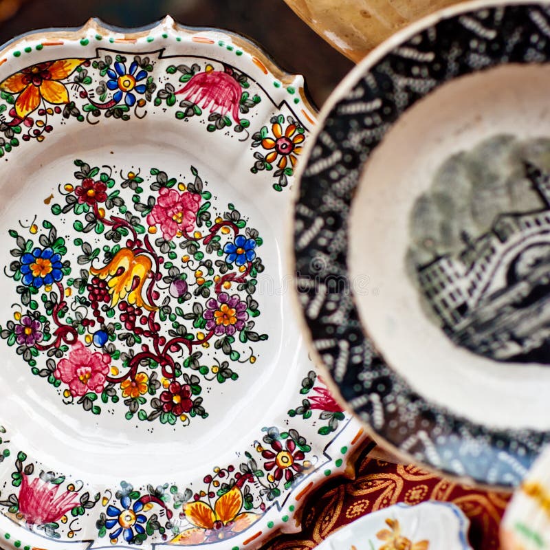 Colorful Decorative Pottery Stock Photo - Image of craft, dishes: 45673908