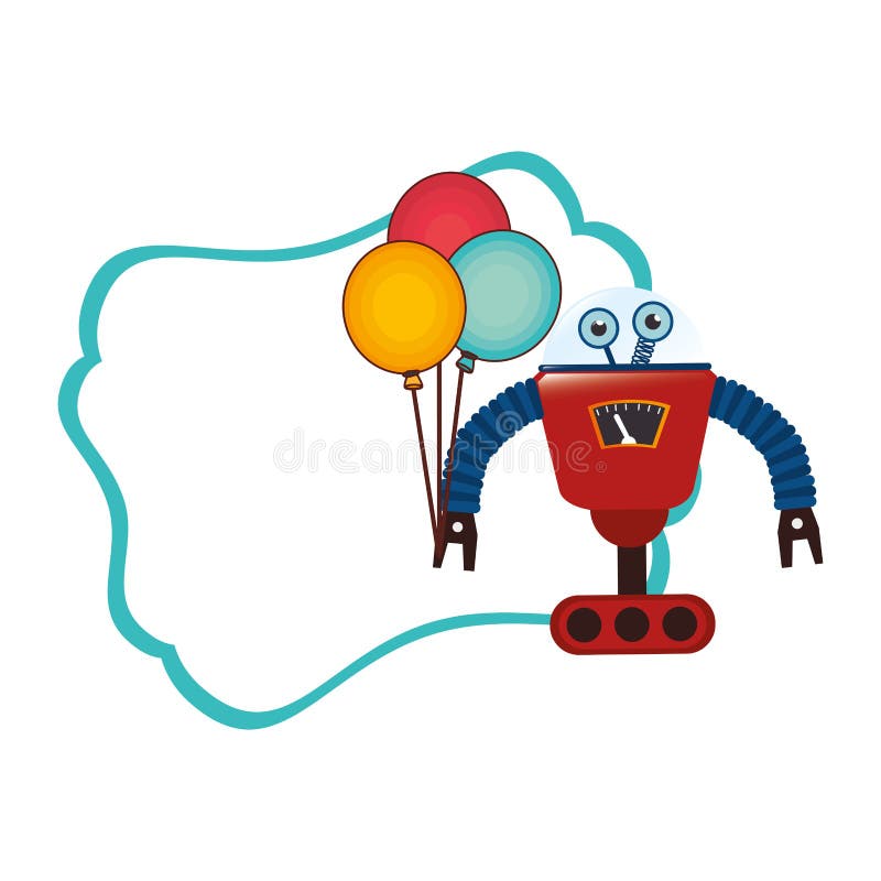 Robot-toy with balloons stock illustration. Illustration of festive ...