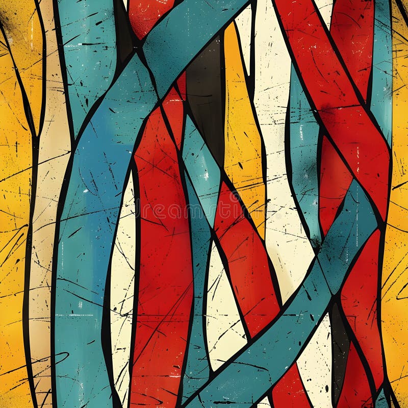 Colorful Decorative Stripes in Abstract Tile Design Stock Illustration ...
