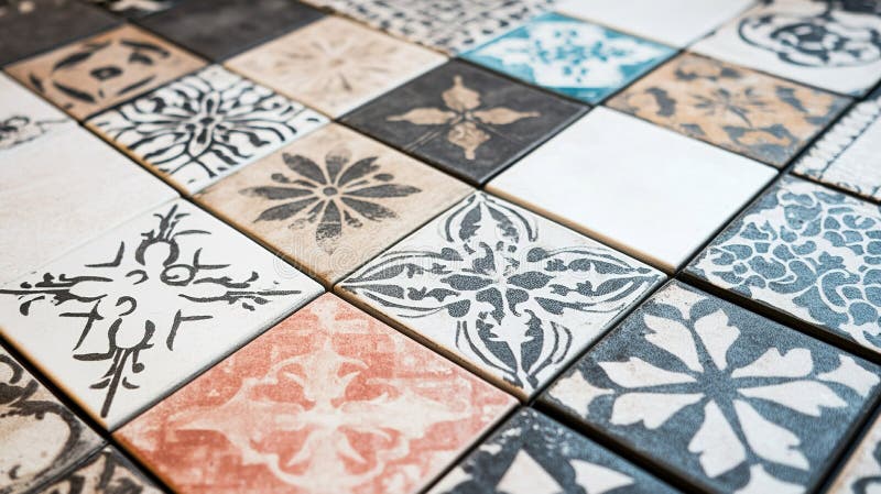 Colorful Decorative Tiles Arranged in a Stylish Pattern on a Flat ...
