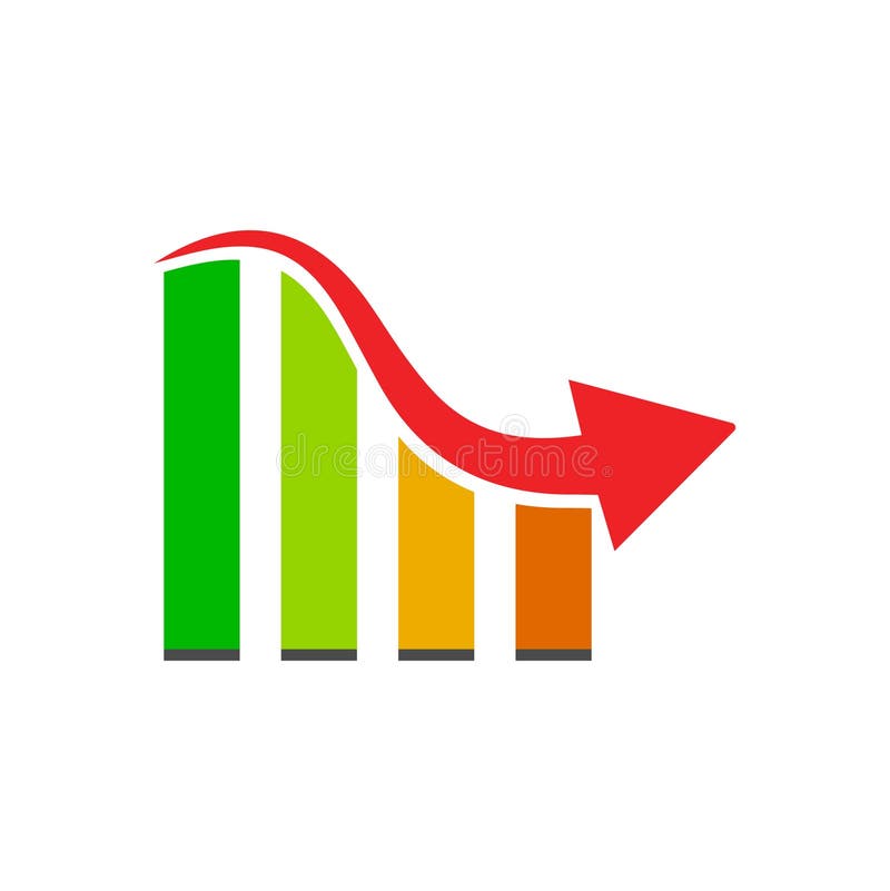 Colourful Decrease Arrow Chart Icon Template Stock Vector ...