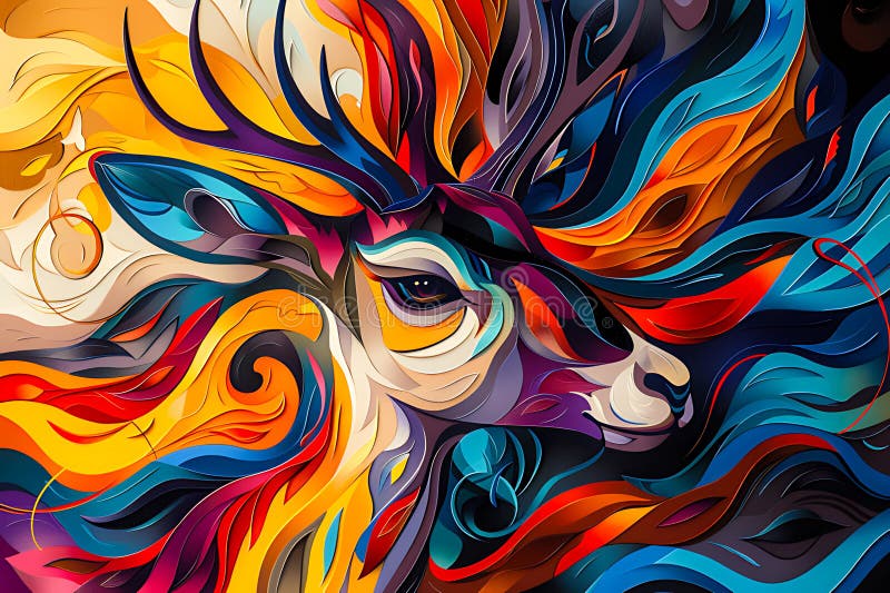 Colorful deer abstract stock image. Image of deer, expression - 324480715
