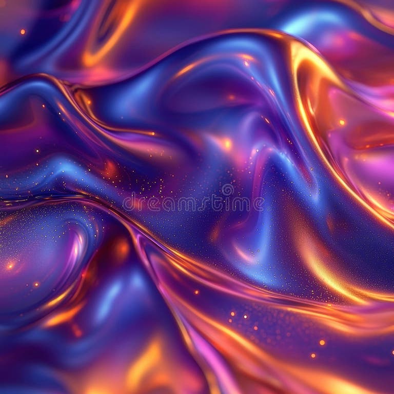 A Colorful, Defying-gravity Liquid Flow with a Spiral Pattern Against a ...