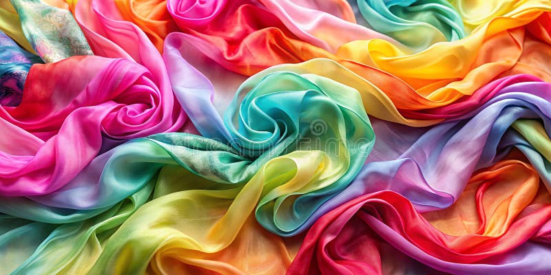 Colorful Delicate Silk Wave Fabrics Create a Cheerful Feminine Pattern ...
