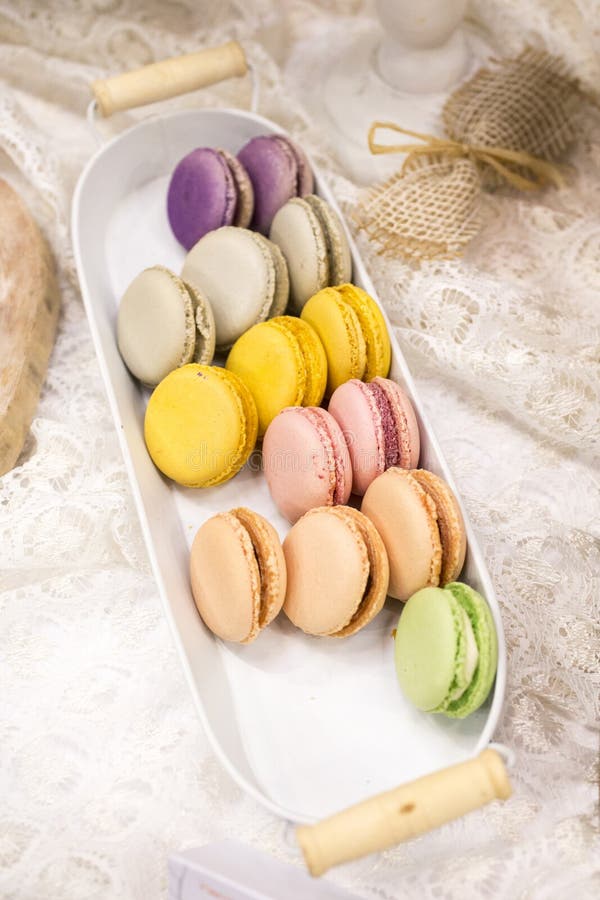 Plate of macaroons stock image. Image of brown, retro - 74812593