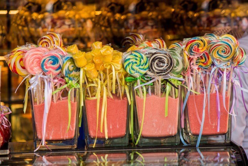 Colorful Delicious Swirl Candy Sweets in View Stock Image - Image of ...