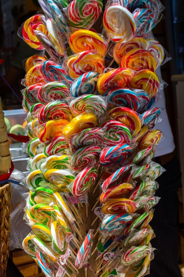 Colorful Delicious Swirl Candy Sweets in View Stock Image - Image of ...