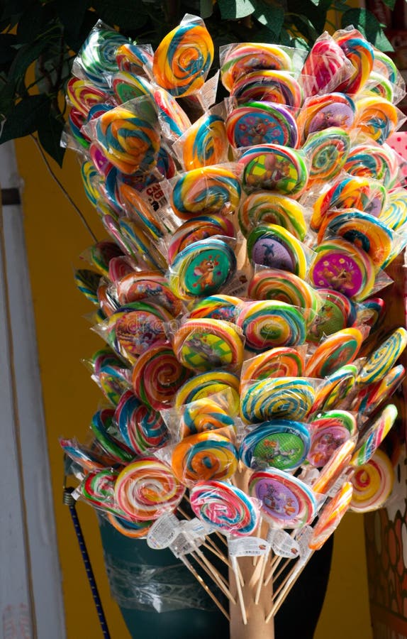 Colorful Delicious Swirl Candy Sweets in View Stock Image - Image of ...